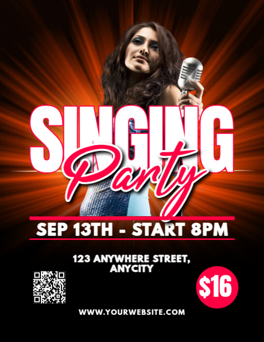 Black Modern & Minimal Singing Party Pamflet (letter As) Template ...