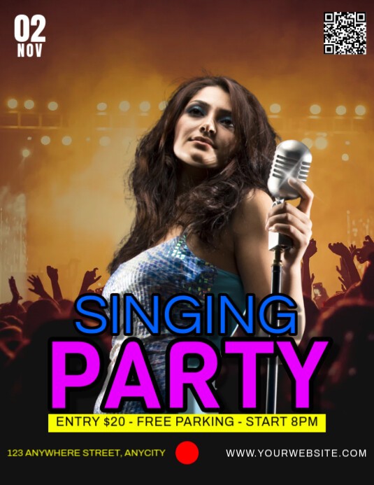 Black Modern & Minimal Singing Party Pamflet (letter As) Template ...