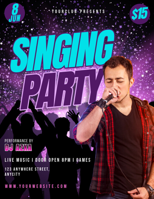 Black Modern & Minimal Singing Party Pamflet (letter As) Template ...