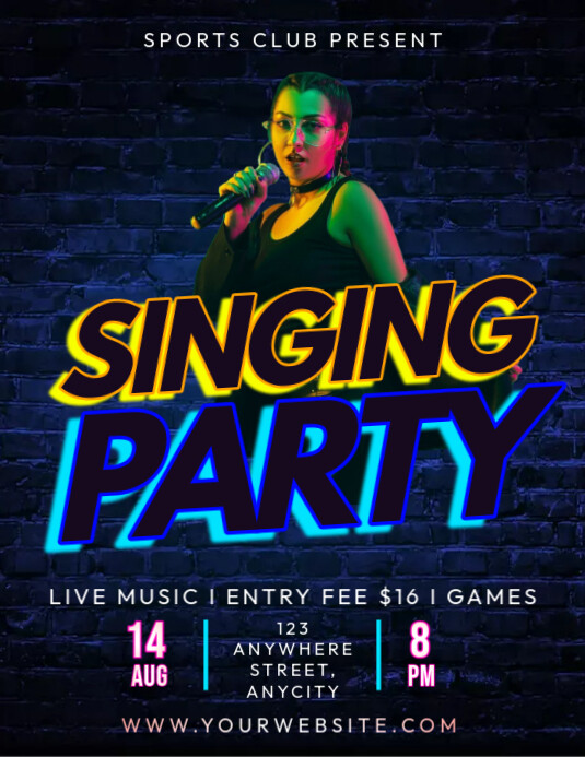 Black Modern & Minimal Singing Party Pamflet (letter As) Template ...