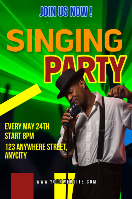 Black Modern & Minimal Singing Party Poster Template | PosterMyWall
