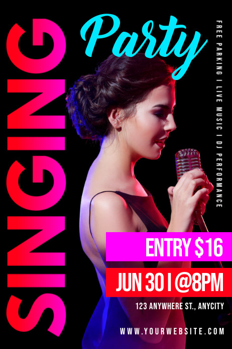 Black Modern & Minimal Singing Party Poster Template | PosterMyWall
