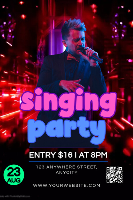 Plantilla de Black Modern & Minimal Singing Party Poster | PosterMyWall