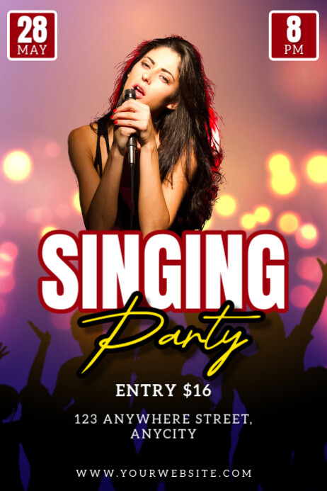 Black Modern & Minimal Singing Party Poster Template | PosterMyWall