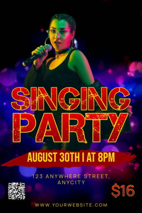 Black Modern & Minimal Singing Party Poster Template | PosterMyWall
