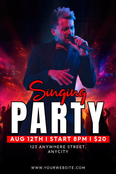 Black Modern & Minimal Singing Party Poster Template | PosterMyWall