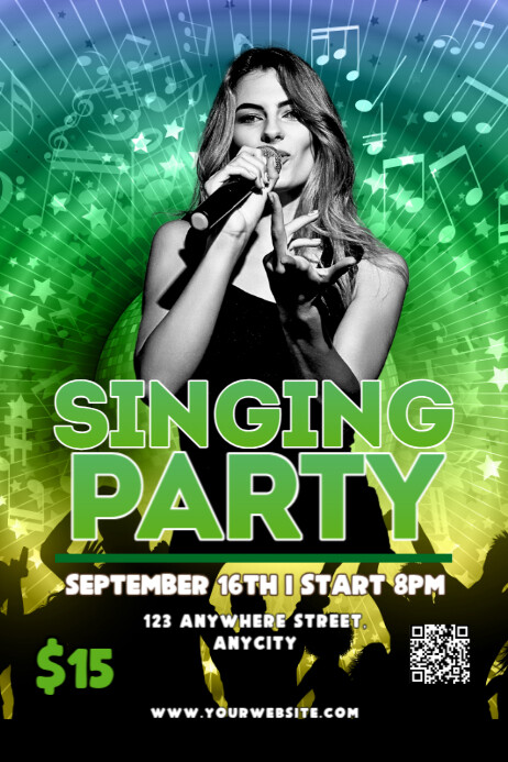 Black Modern & Minimal Singing Party Poster Template | PosterMyWall