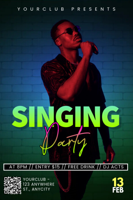 Black Modern & Minimal Singing Party Poster Template | PosterMyWall