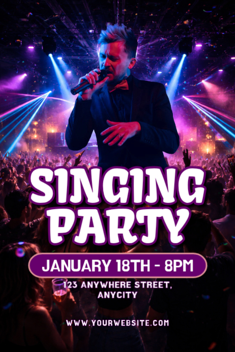 Black Modern & Minimal Singing Party Poster Template | PosterMyWall