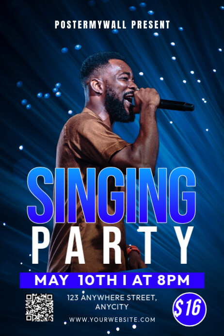 Black Modern & Minimal Singing Party Poster Template | PosterMyWall