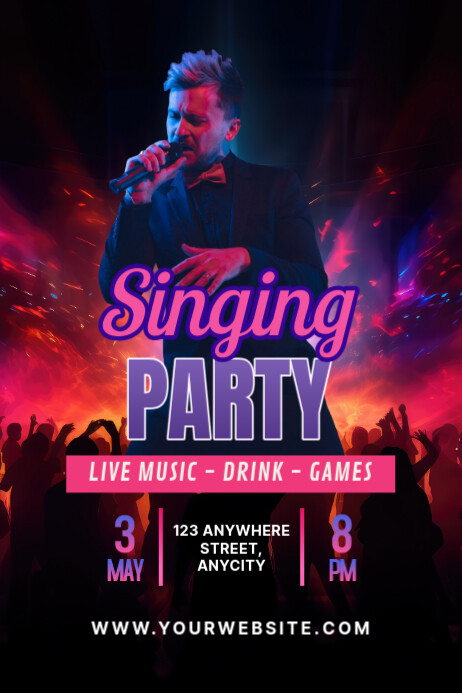 Black Modern & Minimal Singing Party Poster Template | PosterMyWall