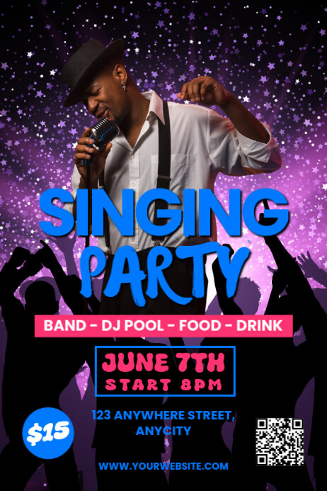 Plantilla de Black Modern & Minimal Singing Party Poster | PosterMyWall