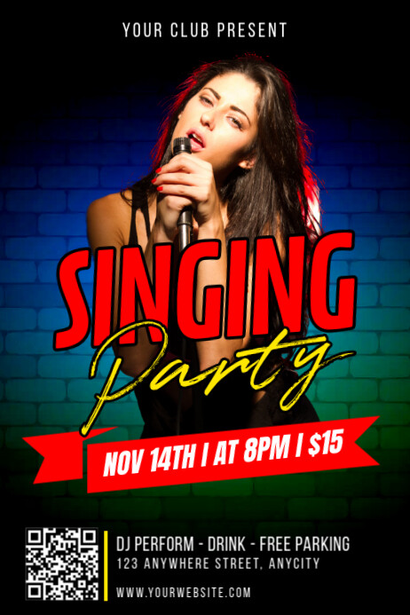 Black Modern & Minimal Singing Party Poster Template | PosterMyWall