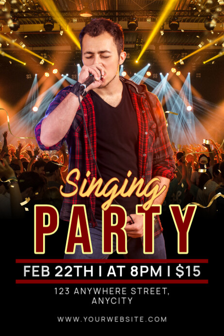 Black Modern & Minimal Singing Party Poster Template | PosterMyWall