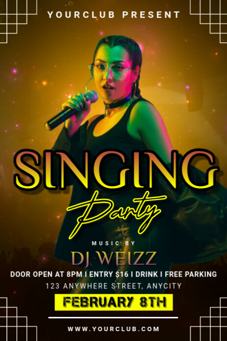 Black Modern & Minimal Singing Party Poster Template | PosterMyWall