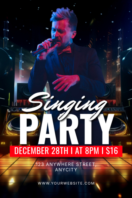 Black Modern & Minimal Singing Party Poster Template | PosterMyWall