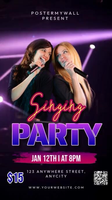 Black Modern & Minimal Singing Party Reel Instagram Template | PosterMyWall