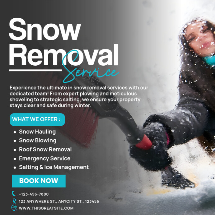 Black Modern & Minimal Snow Removal Service Instagram Post Template ...