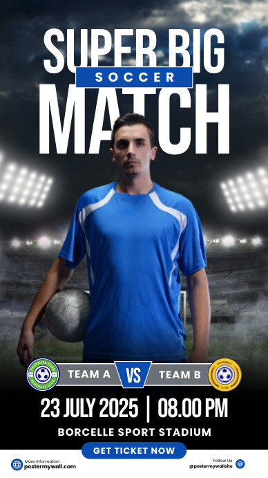 Black Modern & Minimal Soccer Big Match Insta Template | PosterMyWall