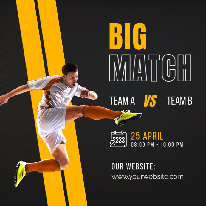 Copy of Black Modern & Minimal Soccer Big Match Instagram Post ...