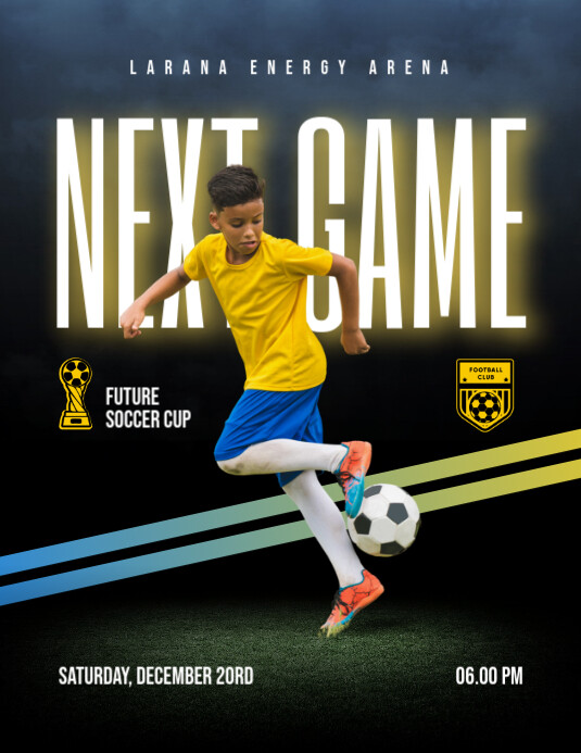 Copy of Black Modern & Minimal Soccer Next Game Pamflet (letter As ...