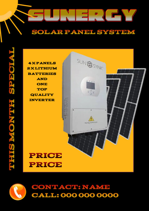 Black Modern & Minimal Solar Panel System Spe Template | PosterMyWall