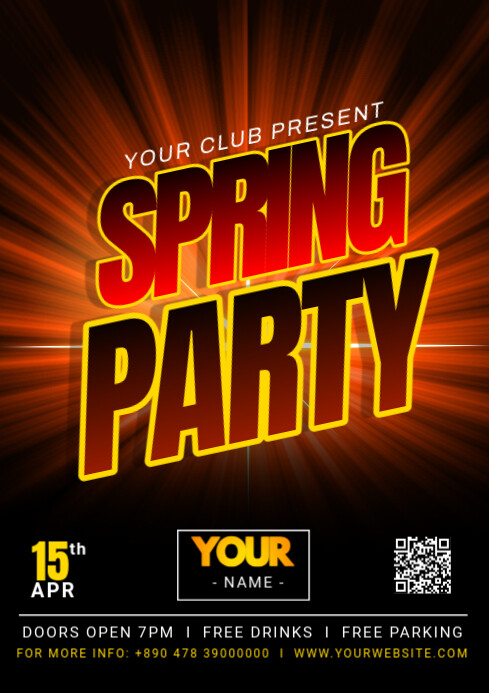 Black Modern & Minimal Spring Party A4 Template | PosterMyWall