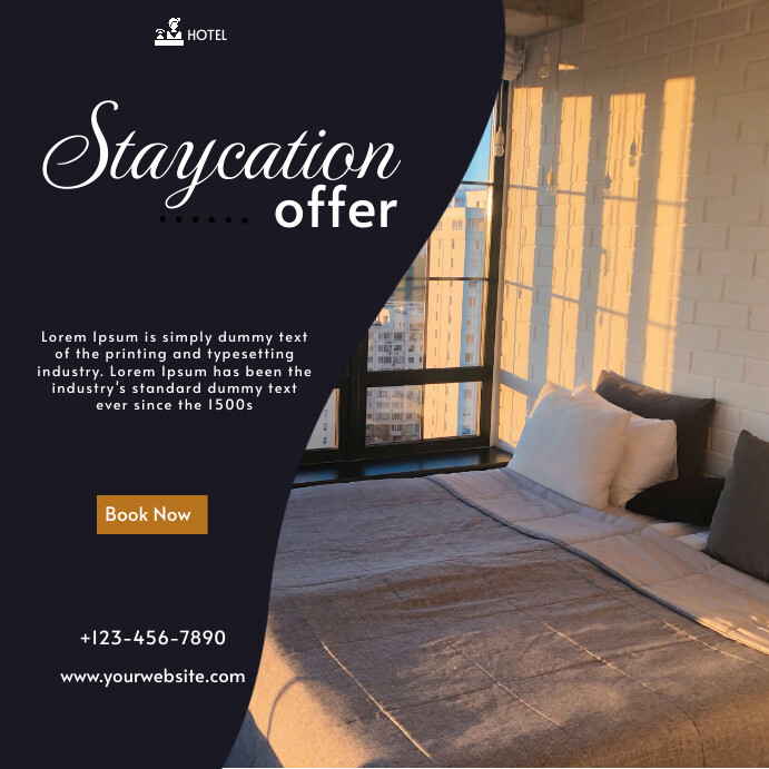 Black Modern & Minimal staycation offer Insta Template | PosterMyWall
