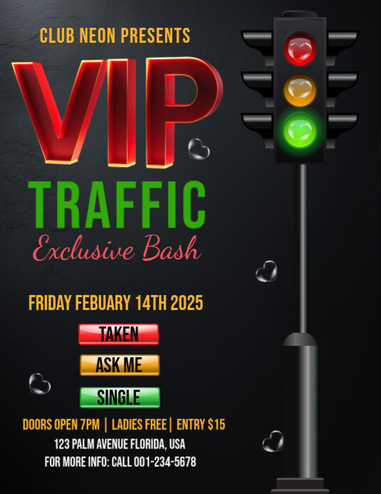 Black Modern & Minimal Stop Light Party Flyer Template Flyer (us Letter ...