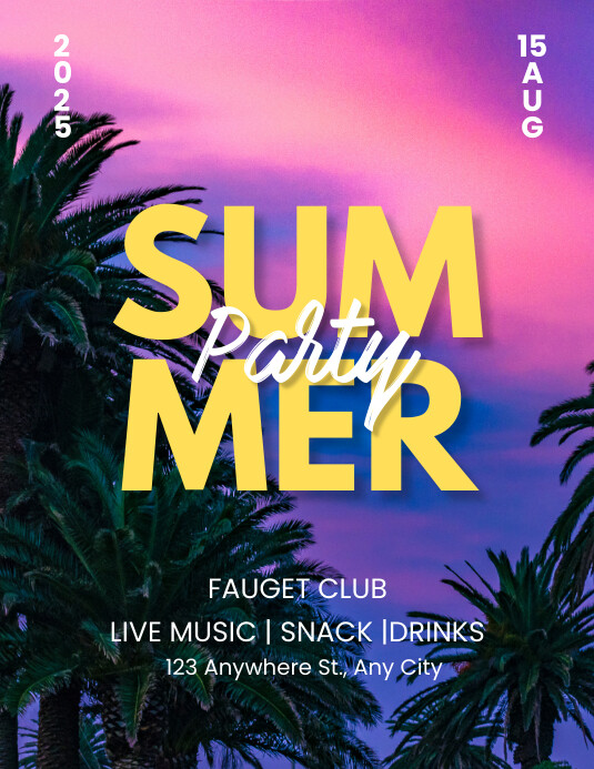 Black Modern & Minimal Summer Party Pamflet ( Template | PosterMyWall