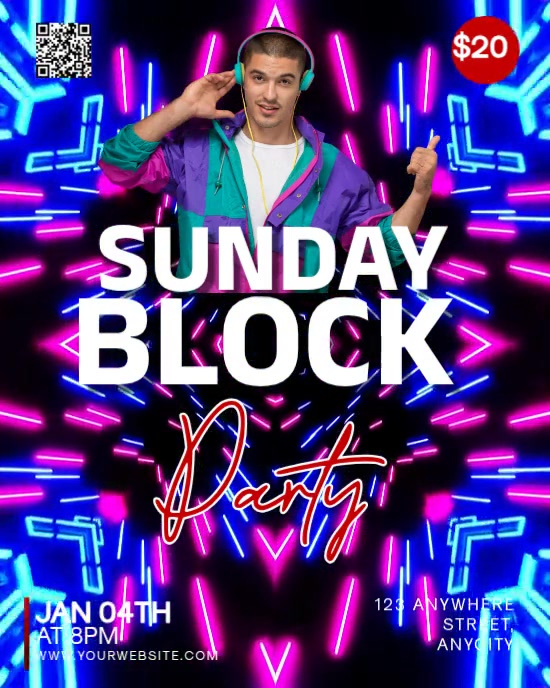 Black Modern & Minimal Sunday Block Party Instagram Portrait Template ...