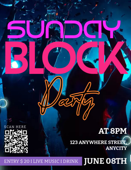 Copy of Black Modern & Minimal Sunday Block Party Pamflet (letter As ...