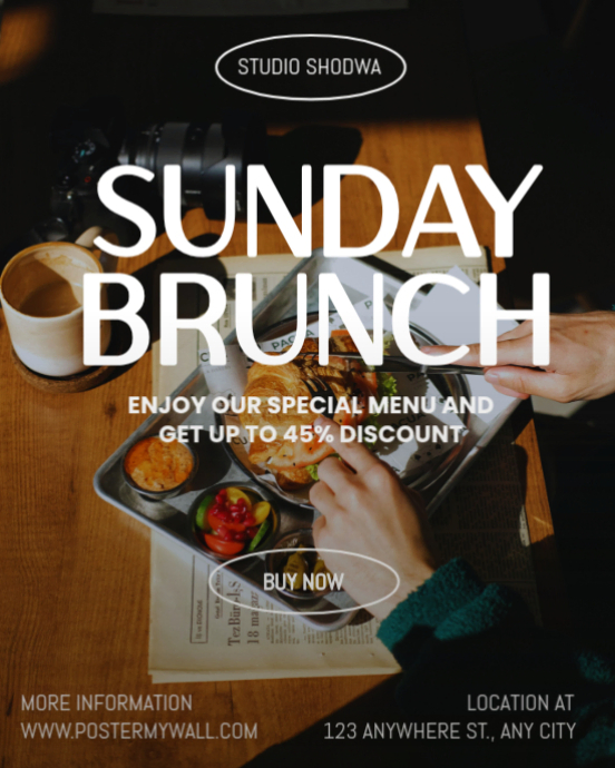 Black Modern & Minimal Sunday Brunch Promotion Instagram Portrait ...