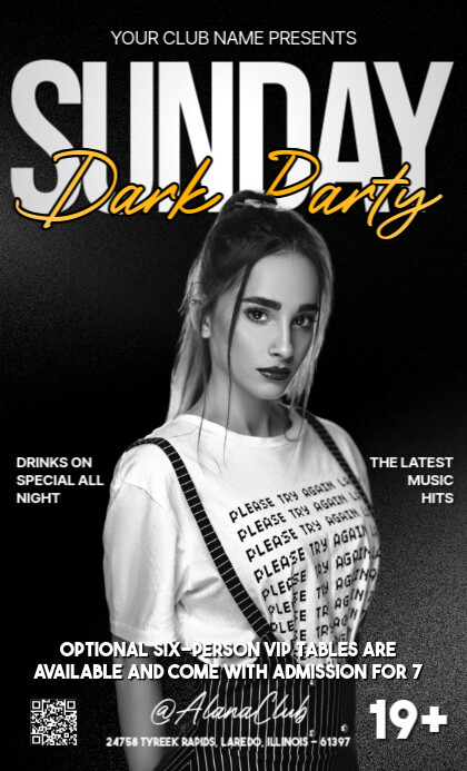 Copy of Black Modern & Minimal Sunday Dark Party Us Legal | PosterMyWall