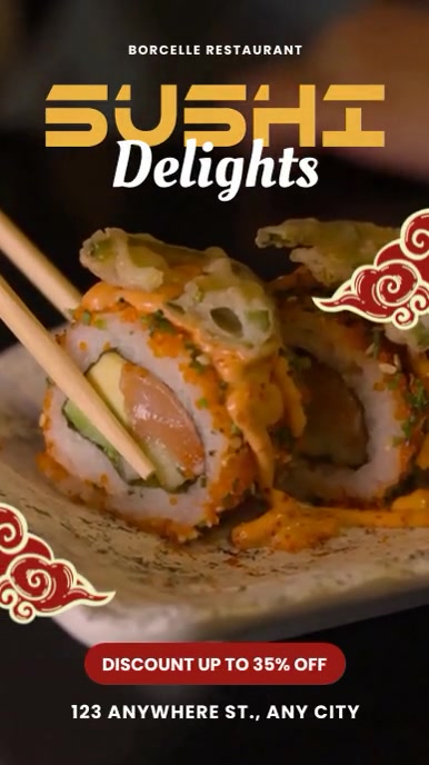 Black Modern & Minimal Sushi Sale Reel Instag Template | PosterMyWall