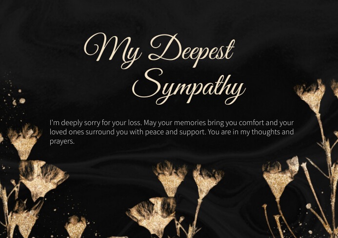 Black Modern & Minimal Sympathy Card Poster Template | PosterMyWall