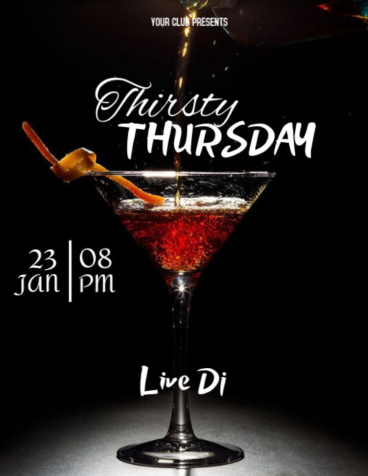 Copy of Black Modern & Minimal Thirsty Thursday Flyer (us Letter ...