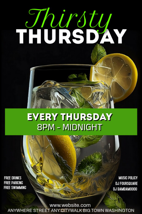 Black Modern & Minimal Thirsty Thursday Post Template | PosterMyWall