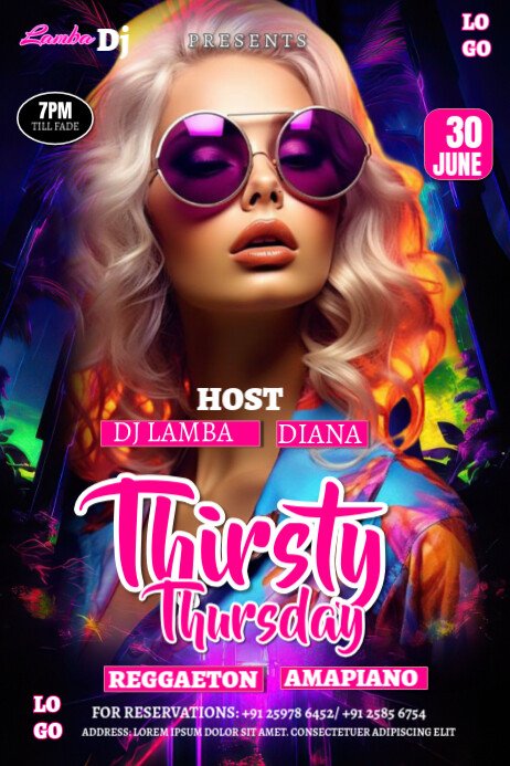 Plantilla de Black Modern & Minimal Thirsty Thursday Poster | PosterMyWall