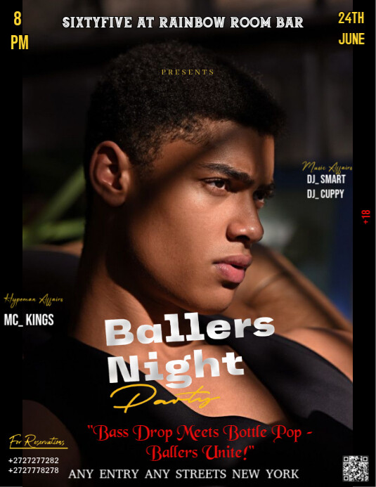 Black Modern & Minimal This Image Is A Sleek And Modern Flyer For A "ballers Night Party," Flyer ...