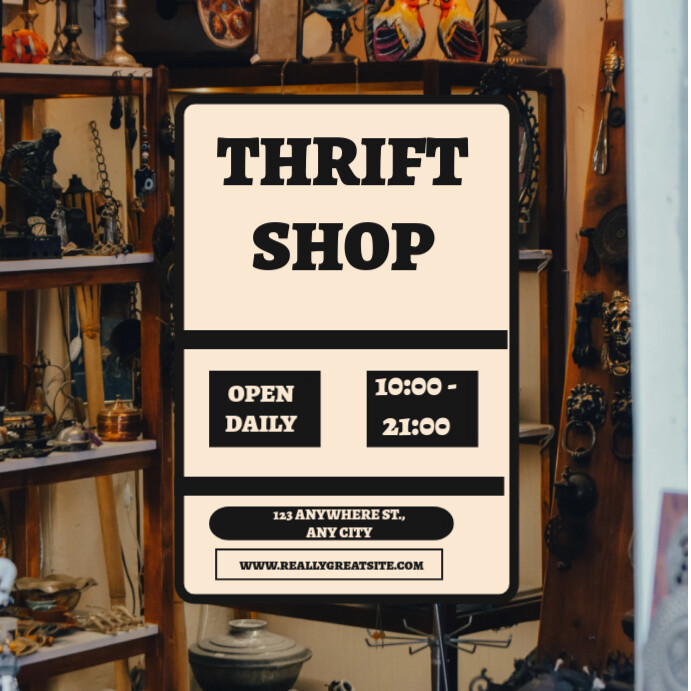 Copy of Black Modern & Minimal Thrift Shops Instagram Post | PosterMyWall