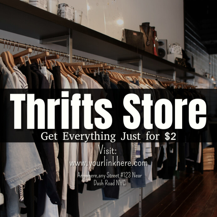 Black Modern & Minimal Thrift Store Flyers, Thrift Store Poster ...