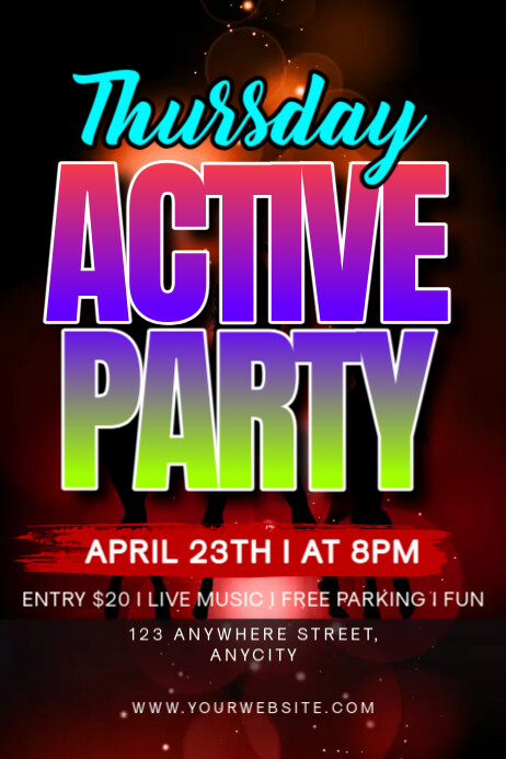 Black Modern & Minimal Thursday Active Party Poster Template | PosterMyWall
