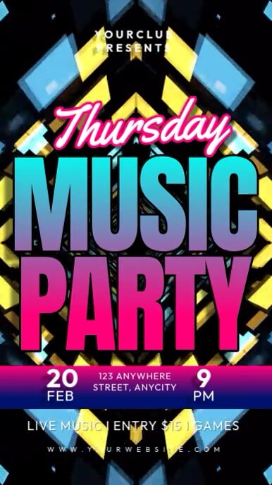 Black Modern & Minimal Thursday Music Party Reel Instagram Template ...