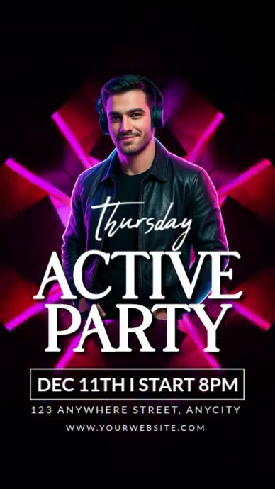 Black Modern & Minimal Thursday Music Party Reel Instagram Template ...