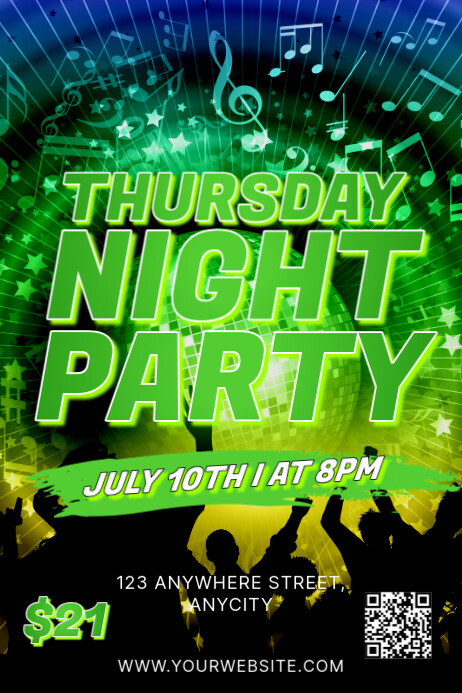 Black Modern & Minimal Thursday Night Party Poster Template | PosterMyWall