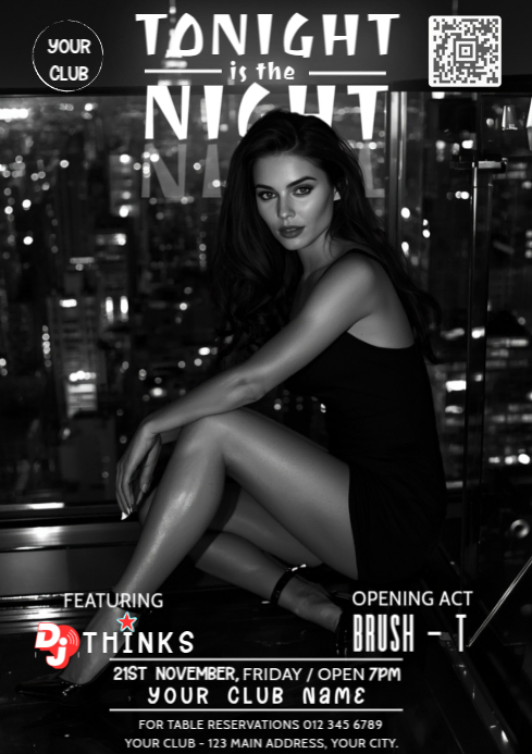 Copy of Black Modern & Minimal Tonight Night Party Invitation Social ...