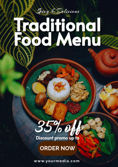 Copy of Black Modern & Minimal Traditional Food Menu A2 | PosterMyWall