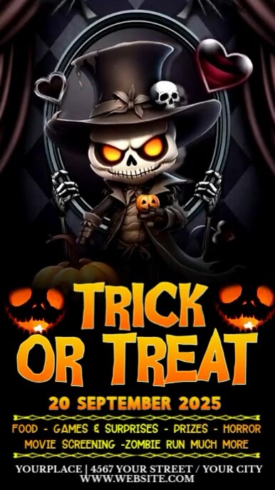 Black Modern & Minimal Trick Or Treat Instagram Story Template ...
