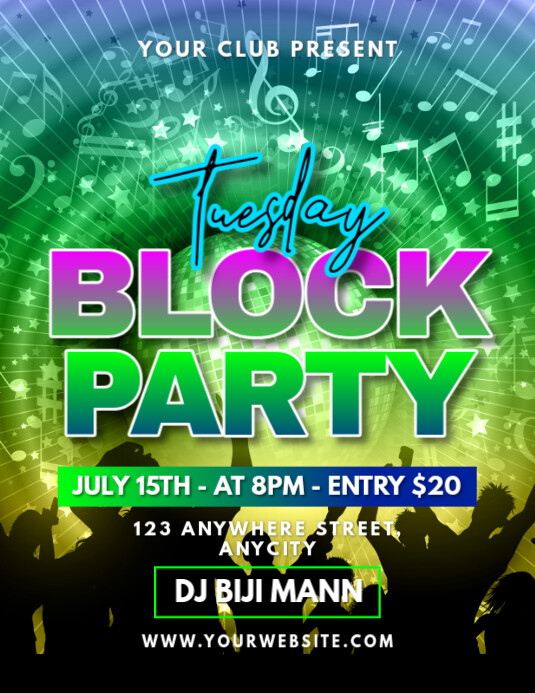Copy of Black Modern & Minimal Tuesday Block Party Pamflet (letter As ...